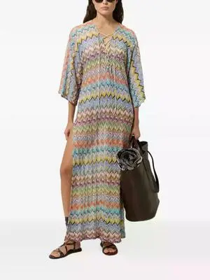 Missoni Long Lamé Cover-up Caftan - Neutrals