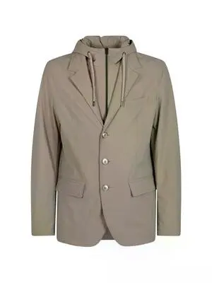 Herno Single-breasted Hooded Blazer - Neutrals
