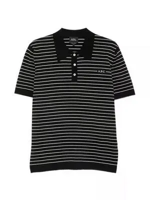 A.p.c. Striped Short-sleeve Polo Shirt - Black