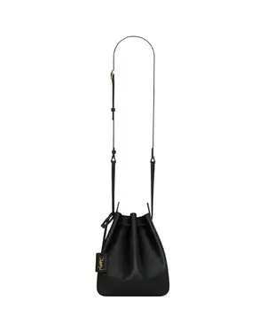 Saint Laurent Logo Plaque Drawstring Bucket Bag