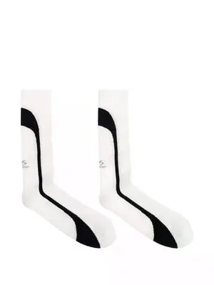 Balenciaga Logo-print Ribbed-knit Crew Socks - White