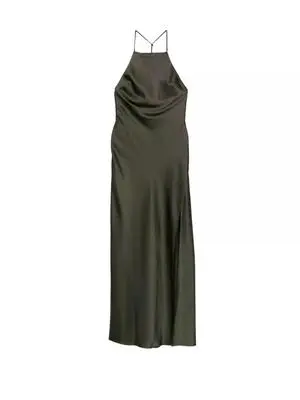 Patrizia Pepe Satin Halterneck Dress - Green