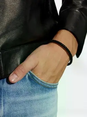 TOM FORD Braided Leather Bracelet - Black