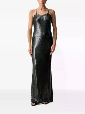 Patrizia Pepe Sequin-embellished Spaghetti-strap Maxi Dress - Grey