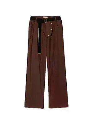 Plan C Light Parachute Belted Asymmetric-front Trousers - Brown