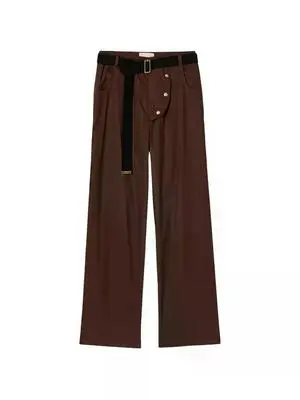 Plan C Light Parachute Belted Trousers - Brown