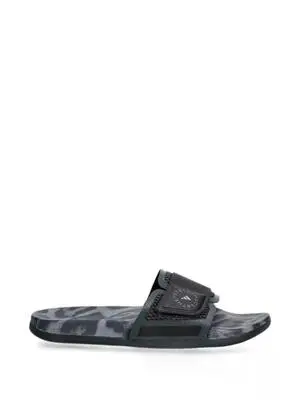 Adidas By Stella McCartney Leopard-print Touch-strap Slides - Black