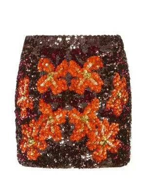 P.a.r.o.s.h Sequin-embellished Floral-pattern Mini Skirt