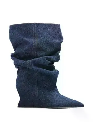 Balmain Slouchy Wedge Ankle Boots - Blue