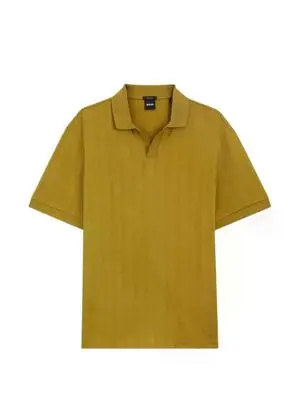 BOSS C-ponti Cotton-jacquard Polo Shirt With Johnny Collar - Yellow