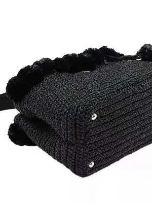 Prada 2019-2026 Small Raffia Pompom Satchel