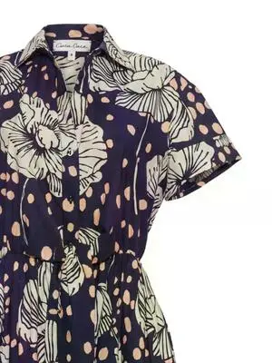 Cara Cara Asbury Floral-print Tie-waist Mini Dress - Blue