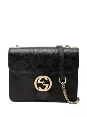Gucci 2000-2015 Small Dollar Calfskin Interlocking G Crossbody Bag - Black