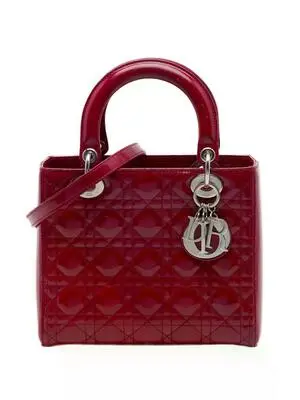 Dior 2012 Medium Patent Cannage Lady Satchel - Red