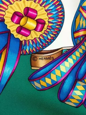 Hermès 1993 Les Rubans Du Cheval Silk Scarf 90 Scarves - Green