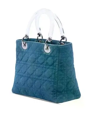 Dior Medium Denim Cannage Lady Satchel - Blue