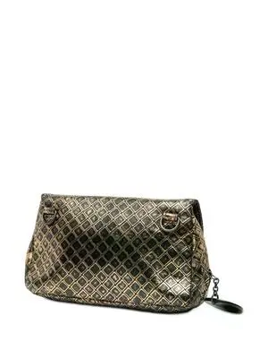 Bottega Veneta 2012-2026 Metallic Calfskin Intrecciomirage Chain Flap Crossbody Bag - Gold