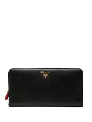 Prada 2010-2026 Saffiano Zip Around Wallet Long Wallets - Black
