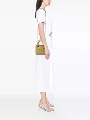Dior 2019 Mini Lambskin Cannage Lady Satchel - Brown