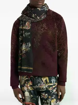 Etro Brushed Wool Scarf With Two Prints