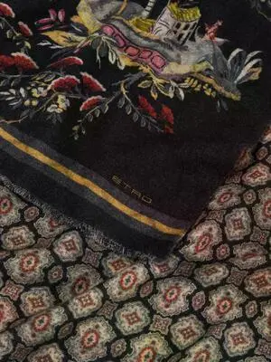 Etro Brushed Wool Scarf With Two Prints