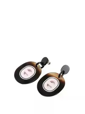 Hermès 20th Century Buffalo Horn Lacquered And Palladium Plated Fidelio Village Drop Bullet Back Earrings Costume Earrings - Black