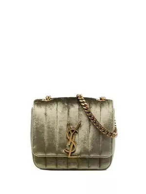 Saint Laurent 2023 Small Velvet Monogram Vicky Chain Bag Crossbody Bag - Brown
