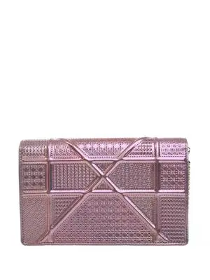 Dior Metallic Patent Microcannage Diorama Wallet On Chain Crossbody Bag