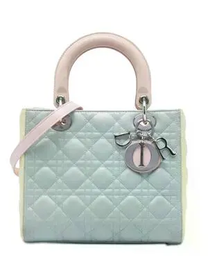 Dior 2013 Medium Tricolor Lambskin Cannage Lady Satchel - Green