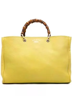 Gucci 2016-2026 Large Calfskin Bamboo Shopper Satchel - Yellow