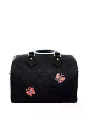 LOUIS VUITTON 2021-2026 Yayoi Kusama Flower Monogram Empreinte Speedy Bandouliere 25 Satchel - Black
