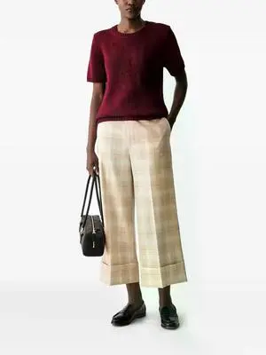 MOS MOSH Ribbed-trim Short-sleeved Sweater