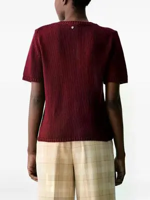 MOS MOSH Ribbed-trim Short-sleeved Sweater
