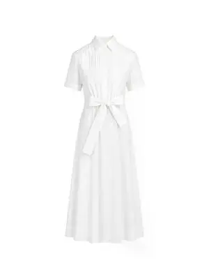 P.a.r.o.s.h Pintuck-detail Belted Midi Dress - White