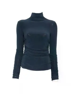 Patrizia Pepe Draped Roll-neck Top - Blue