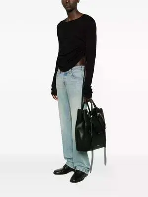 ANN DEMEULEMEESTER Ruched-detail Button-up Sweater - Black