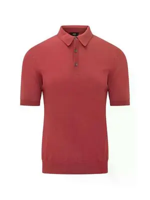 HOSIO Short-sleeve Knitted Polo Shirt - Red
