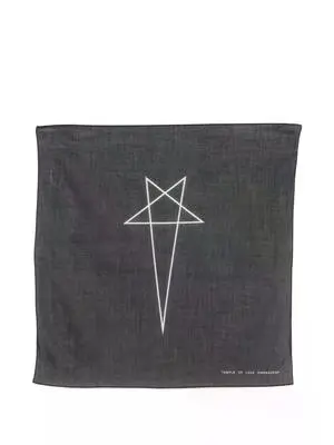 Rick Owens Pentagram Logo-print Scarf - Black