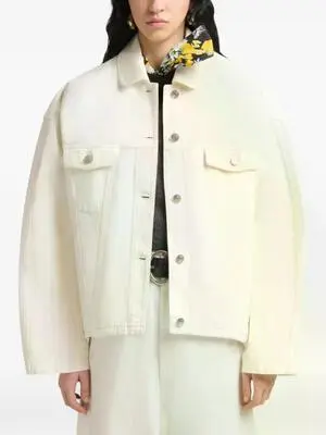 Marni White Denim Jacket With Martingale