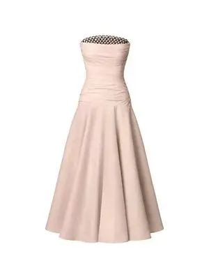 NAFSIKA SKOURTI Rhea Strapless Midi Dress With Ruched Bodice