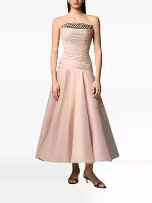 NAFSIKA SKOURTI Rhea Strapless Midi Dress With Ruched Bodice