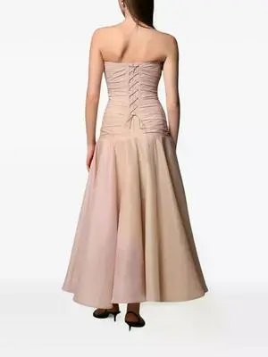 NAFSIKA SKOURTI Rhea Strapless Midi Dress With Ruched Bodice