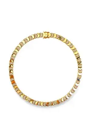 LADY D WORLD Lunar Glow Crystal-embellished Crescent-link Necklace - Gold