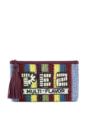 ANYA HINDMARCH Anya Hindmarch Pez Raffia Clutch Bag Red