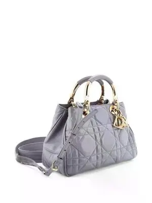 Dior Lady 95.22 Cannage Embossed Leather Small Crossbody Bag - Grey