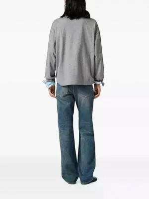 Miu Miu Logo Embroidered Faded Effect Jeans