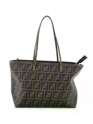 Fendi Roll Zucca Coated Canvas Medium Tote Bag - Brown