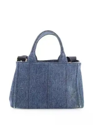 Prada Canapa Convertible Denim Mini Tote Bag - Blue