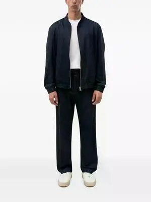 Hugo Ukashi Slim-fit Jacket In Micro-printed Stretch Fabric - Blue