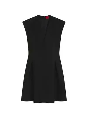 Hugo Kaytra Cap-sleeve Dress With Pleat Details - Black